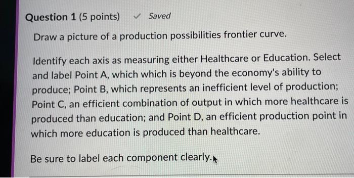Draw a picture of a production possibilities frontier | Chegg.com