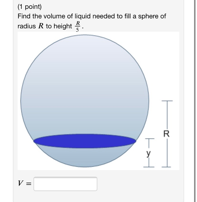Solved (1 point) Find the volume of liquid needed to fill a | Chegg.com