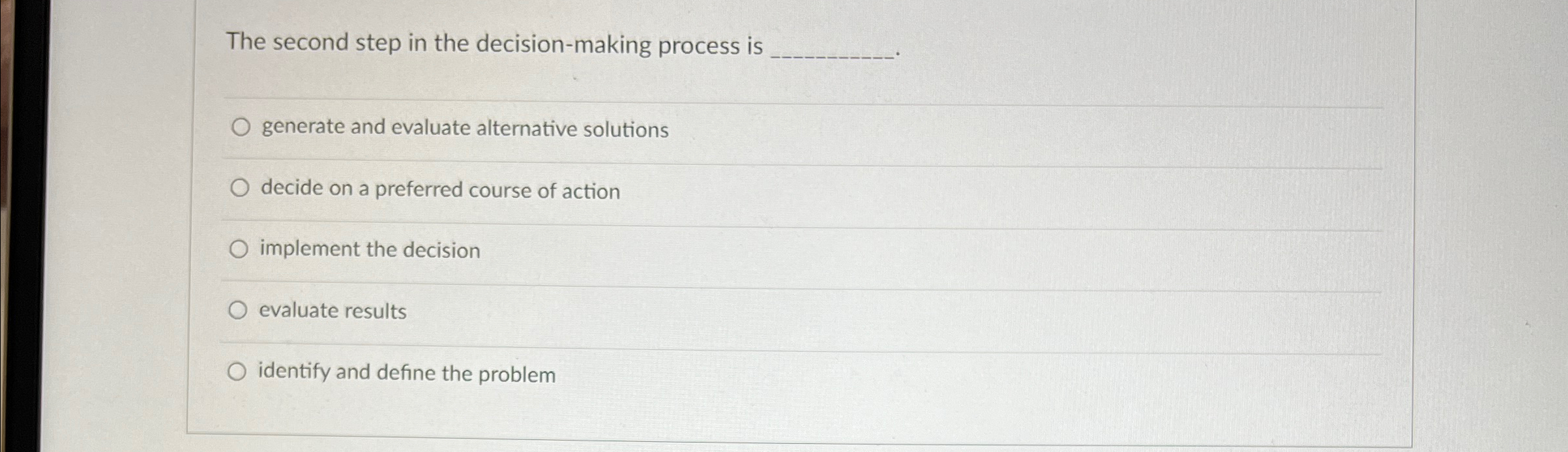 The second step in the decision-making process | Chegg.com