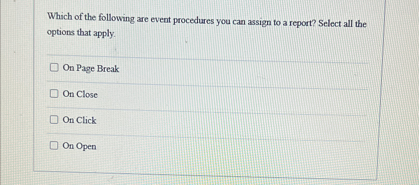 Solved Which of the following are event procedures you can | Chegg.com