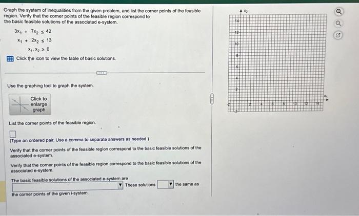 Solved Graph the system of inequalities from the given | Chegg.com