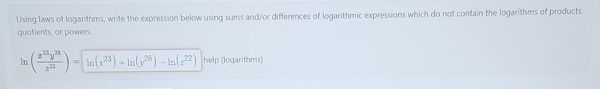 Solved Using Laws Of Logarithms Write The Expression Below 2081