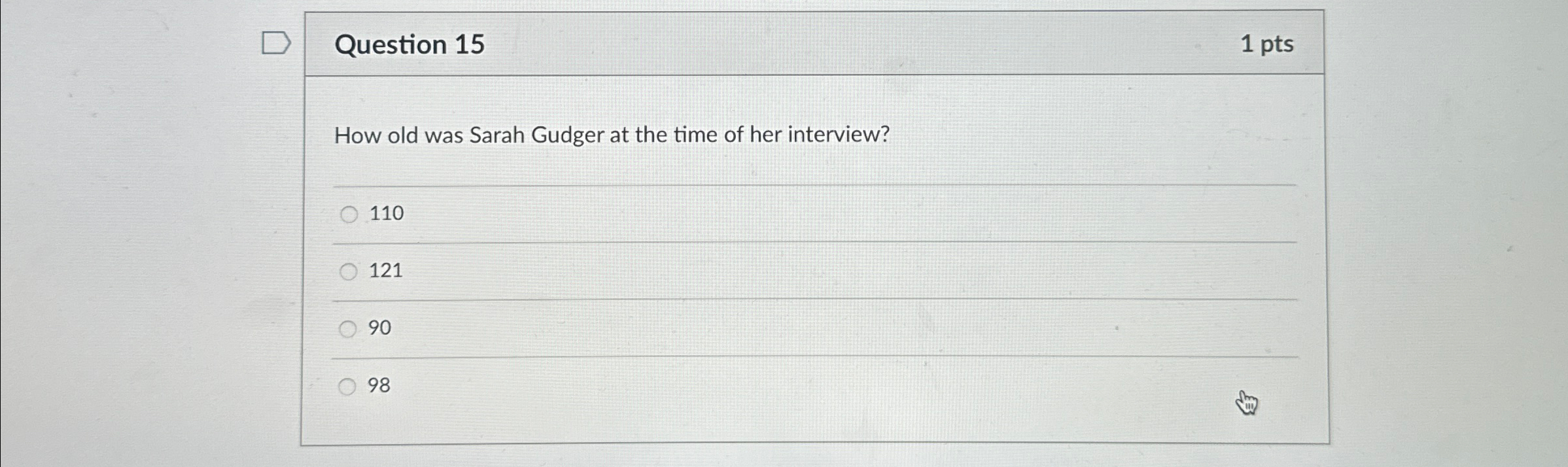 Solved Question 151ptsHow old was Sarah Gudger at the time | Chegg.com