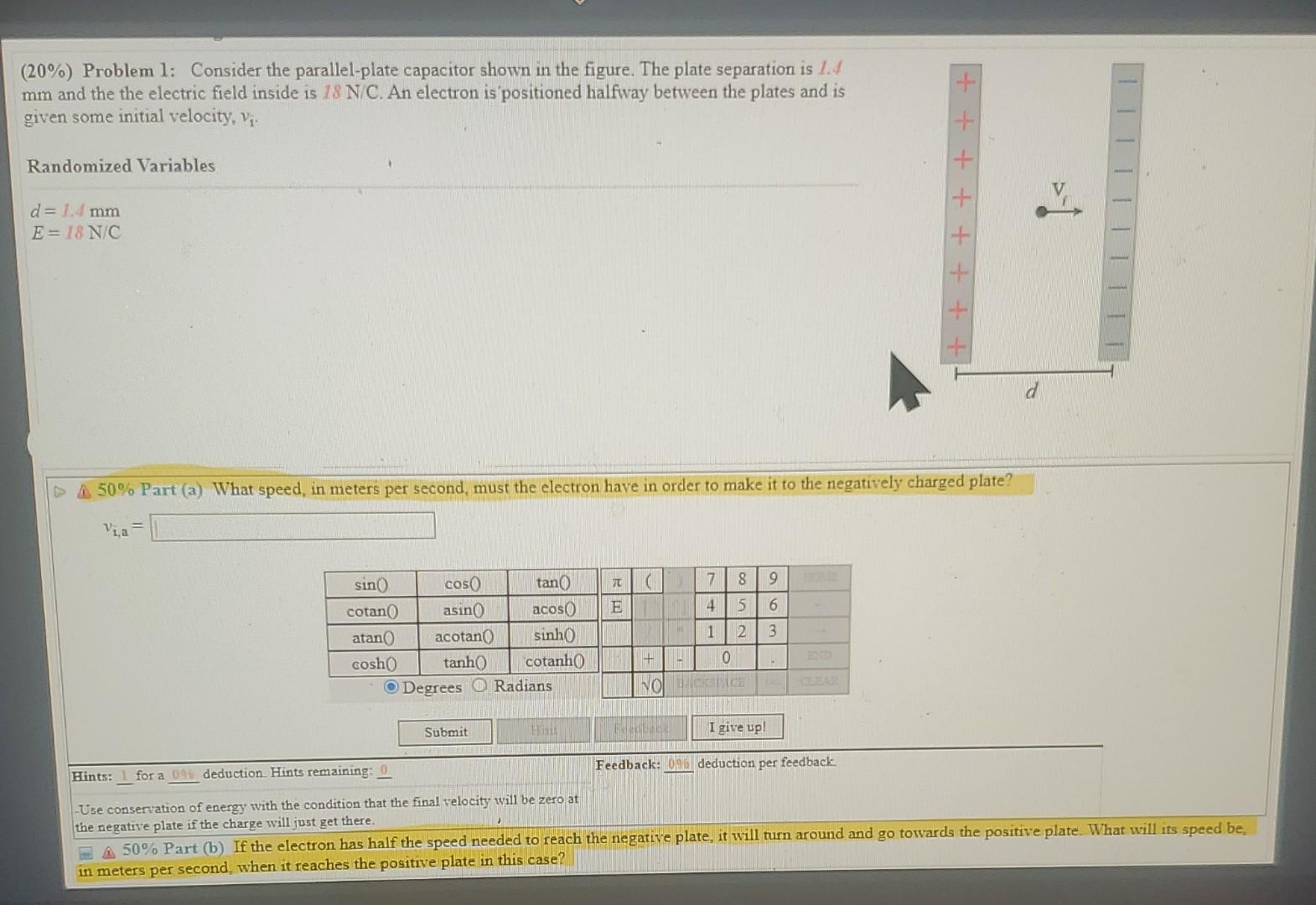 Solved 20 Problem 1 Consider The Parallel Plate