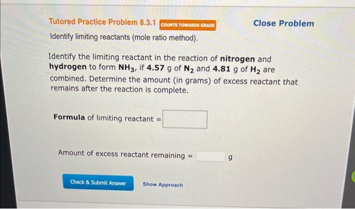 Solved Identify limiting reactants (mole ratio method). | Chegg.com Solved Identify limiting reactants (mole ratio method). | Chegg.com
