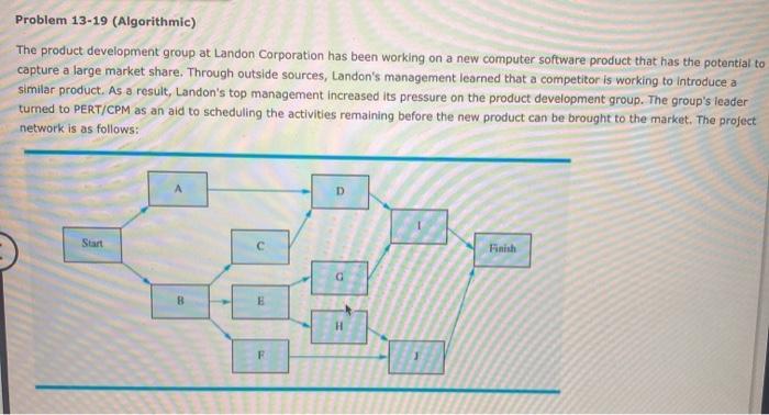 Solved Problem 13-19 (Algorithmic) The product development | Chegg.com Solved Problem 13-19 (Algorithmic) The product development | Chegg.com