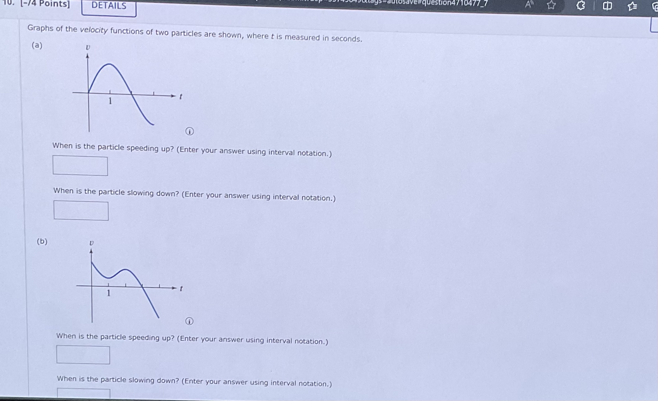 Solved Graphs of the velocity functions of two particles are | Chegg.com