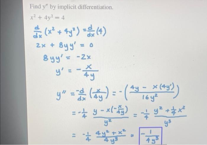 Solved Find y′′ by implicit differentiation. | Chegg.com