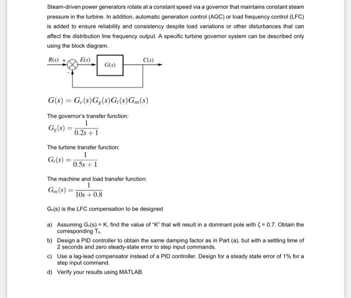 Solved Steam-driven power generators rotate at a constant | Chegg.com