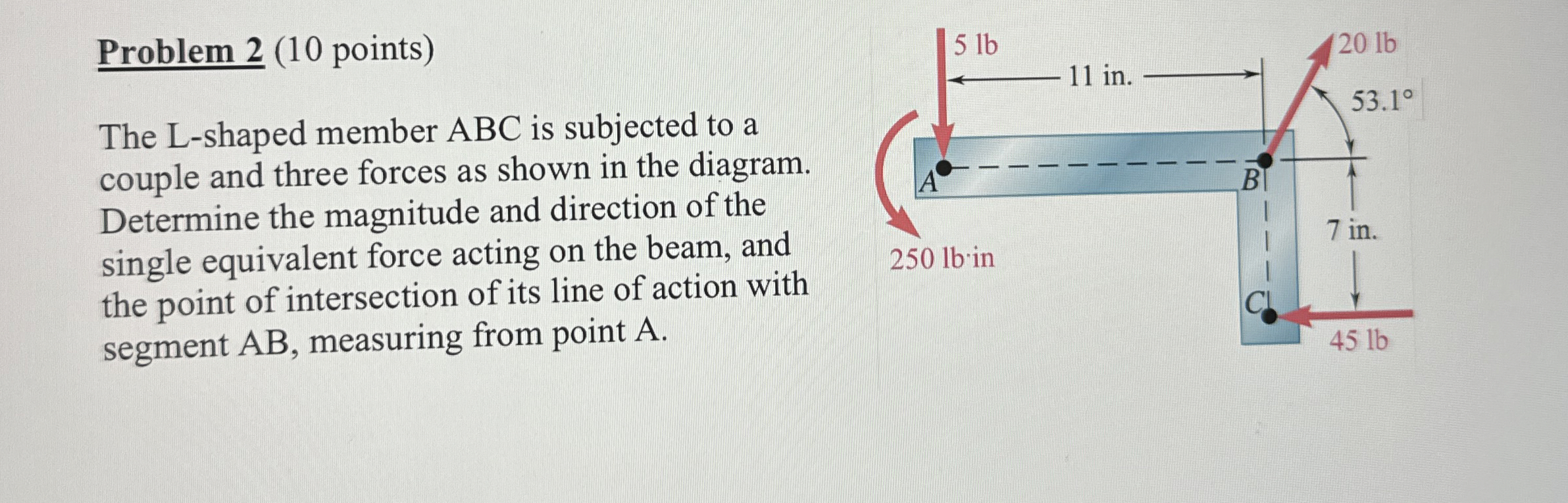 Solved Problem 2 (10 ﻿points)The L-shaped member ABC is | Chegg.com