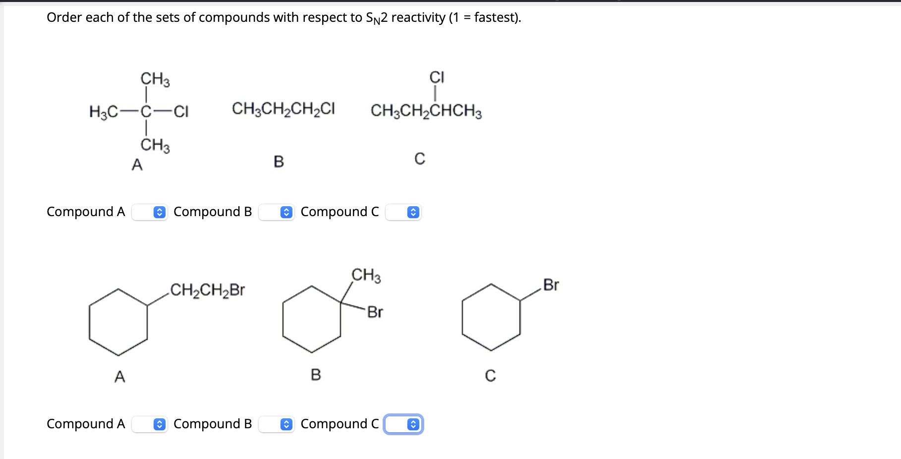 Solved Order each of the sets of compounds with respect to | Chegg.com