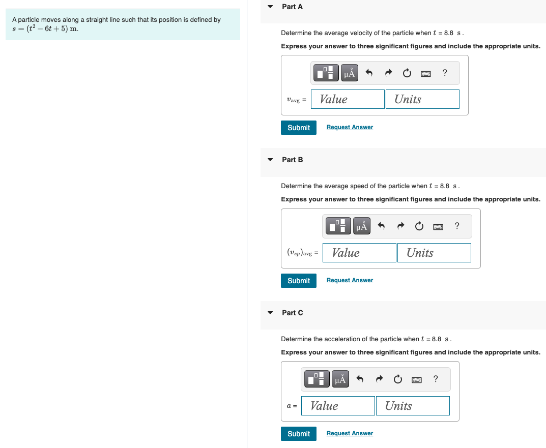 Solved Part AA particle moves along a straight line such | Chegg.com