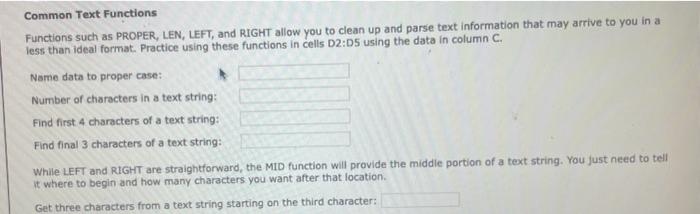 Solved Common Text Functions Functions Such As Proper Len