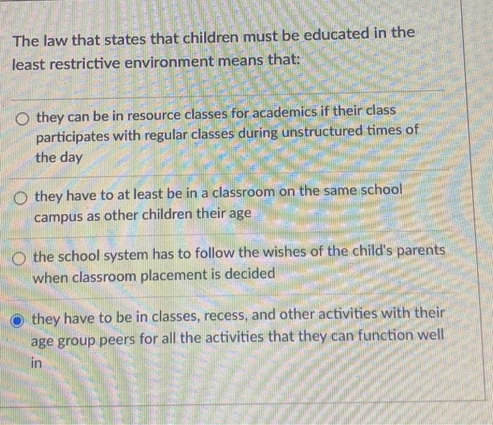The law that states that children must be educated in | Chegg.com