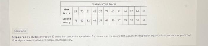 Solved Step 2 of 2: If a student scored an 80 on his first | Chegg.com