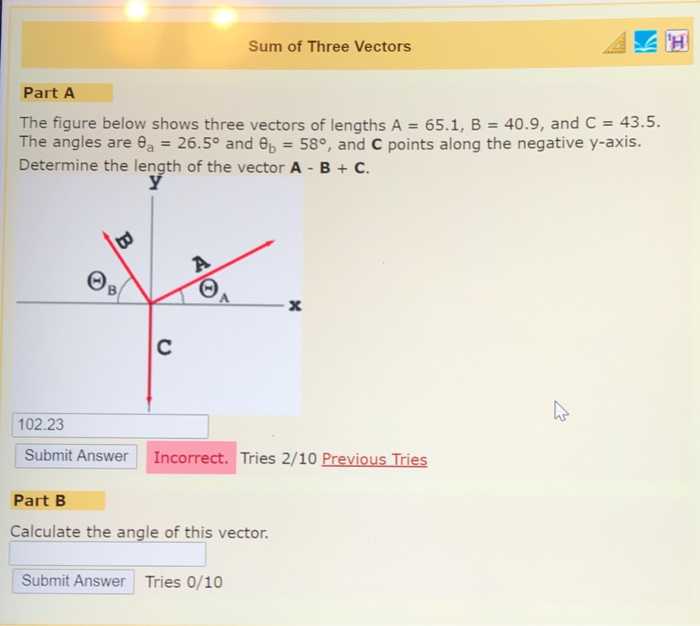 Solved Sum of Three Vectors 'H Part A The figure below shows | Chegg.com