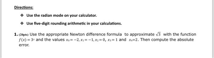 Solved Directions: - Use the radian mode on your calculator. | Chegg.com