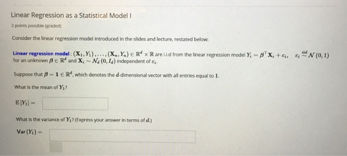 The multivariate linear model can be described via | Chegg.com