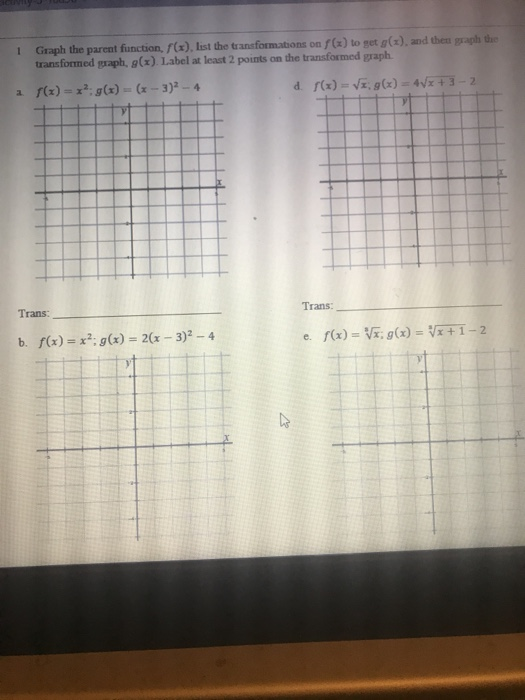 Solved 1 Graph the parent function, f(), list the | Chegg.com