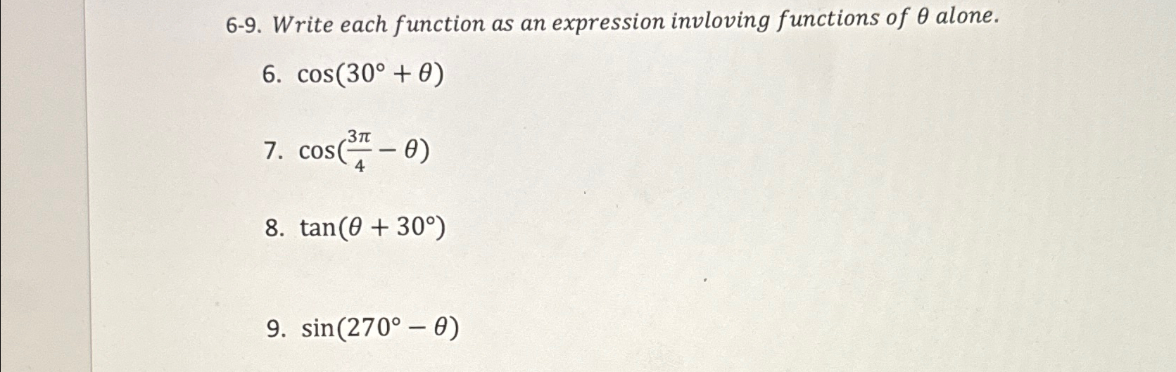 Solved 6-9. ﻿Write each function as an expression invloving | Chegg.com