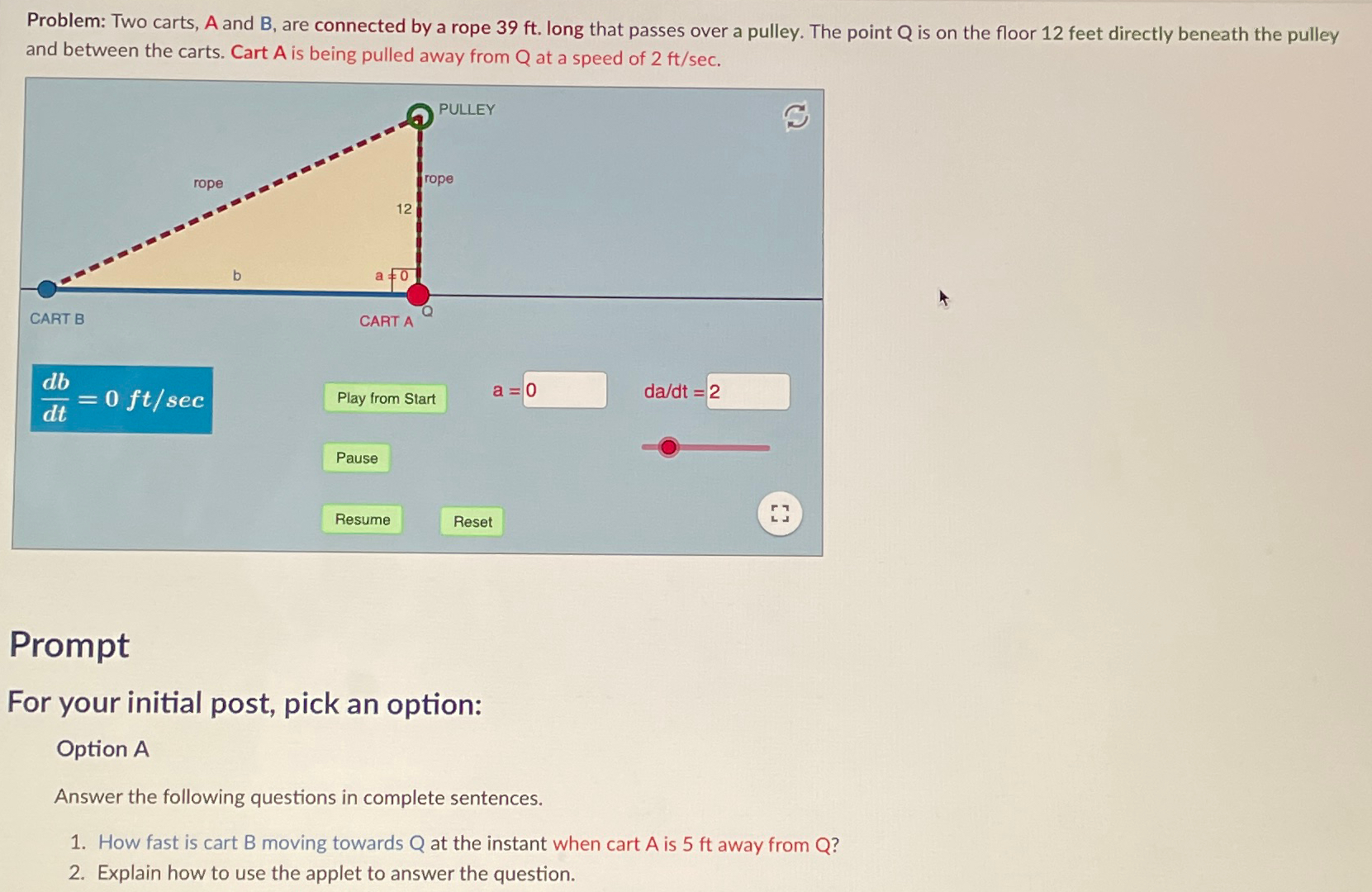 Solved Problem: Two carts, A and B, ﻿are connected by a rope | Chegg.com