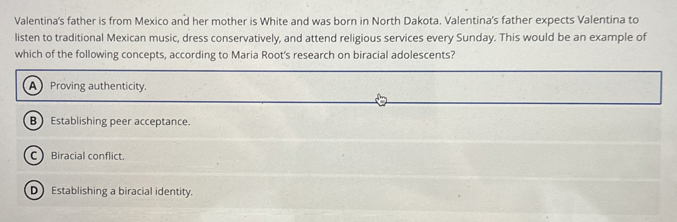 Solved Valentina's father is from Mexico and her mother is | Chegg.com