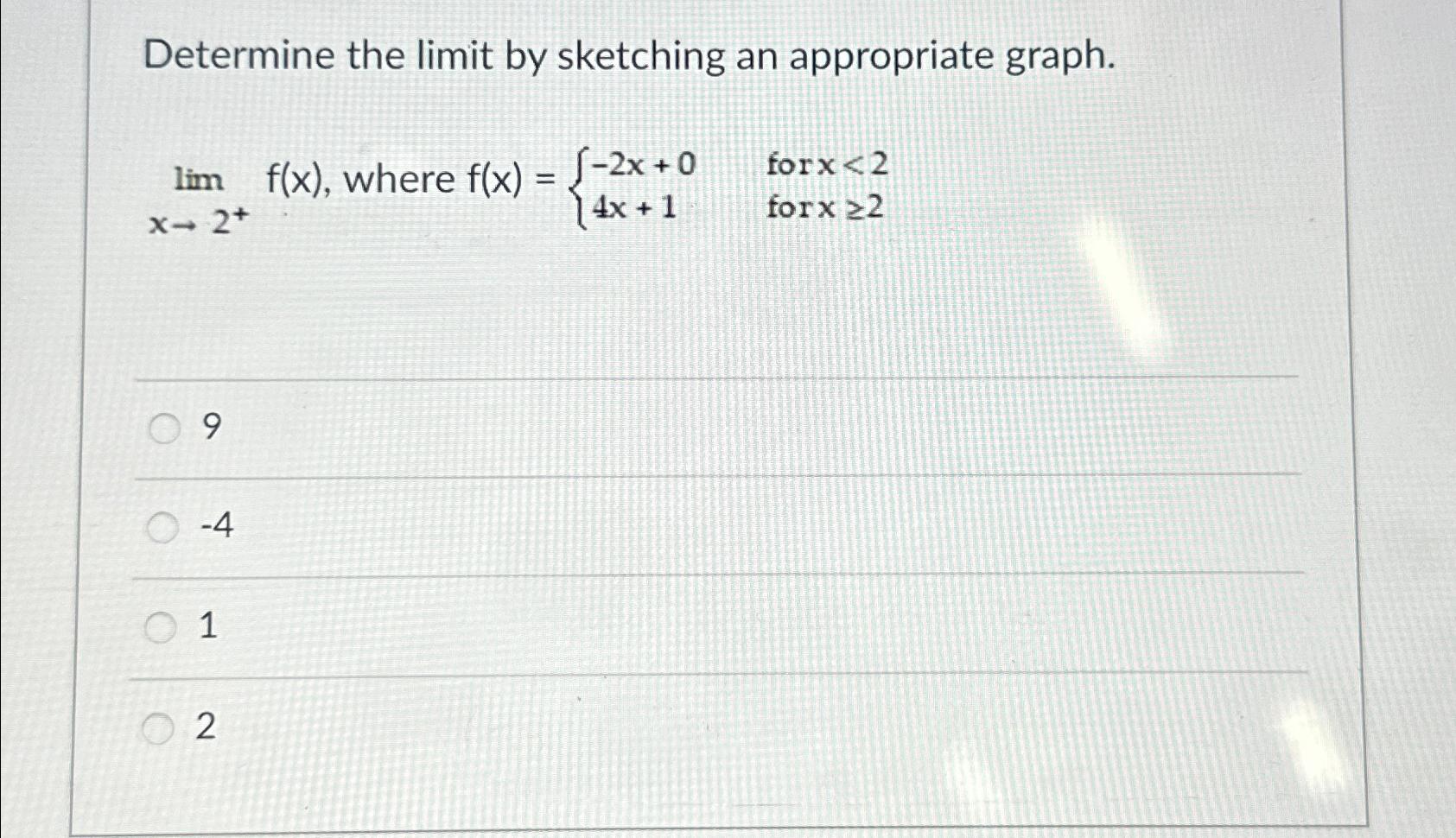 Solved Determine the limit by sketching an appropriate | Chegg.com