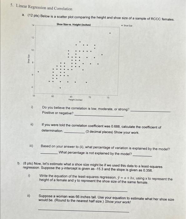 Solved 5. Linear Regression and Correlation a. (12 pts) | Chegg.com