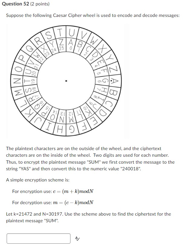 Solved Question 52 (2 ﻿points)Suppose the following Caesar | Chegg.com