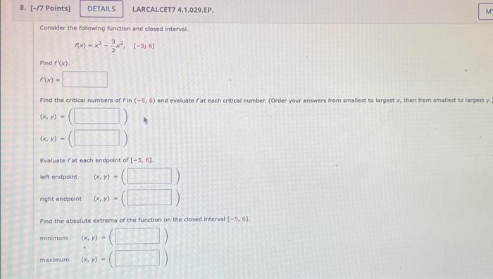 Solved Consider the following function. f(x)=3x3−lnx (a) | Chegg.com