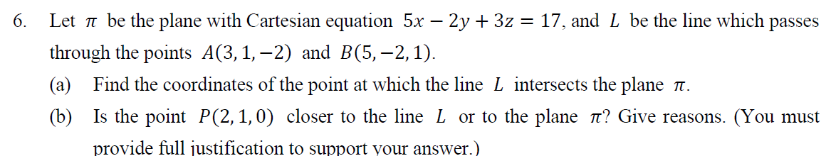 Solved Let π ﻿be the plane with Cartesian equation | Chegg.com