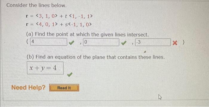 Solved Consider the lines below. | Chegg.com