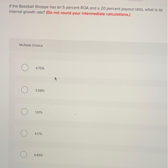 Solved If the Baseball Shoppe has an 5 percent ROA and a 20 | Chegg.com