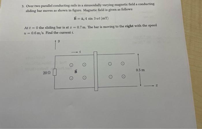 Solved 3. Over two parallel conducting rails in a | Chegg.com