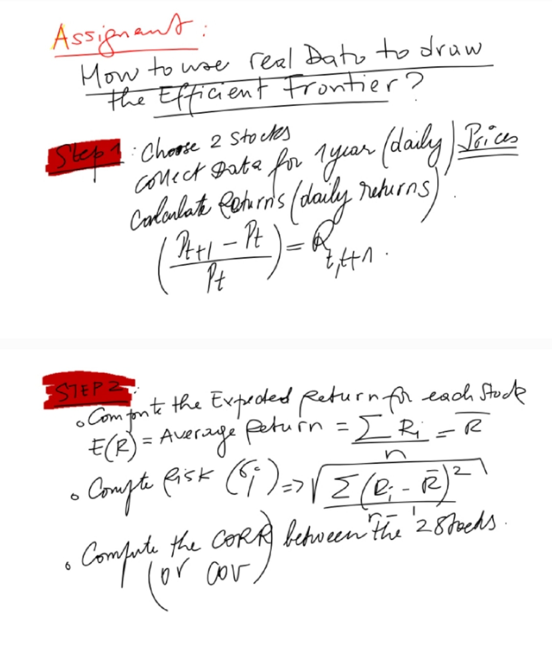 Solved Assignant:How to use real Dato to draw the Efficient | Chegg.com