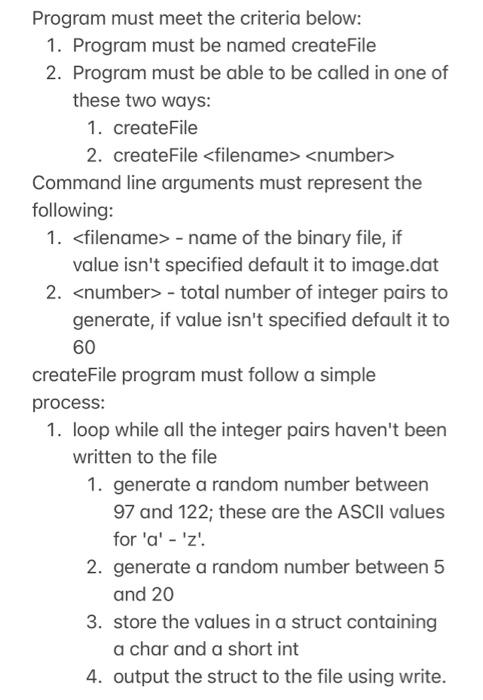 Solved Program Must Meet The Criteria Below 1 Program Must 