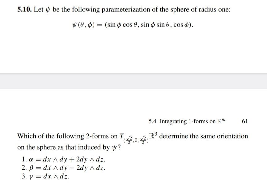 Solved 5.10. Let ψ be the following parameterization of the | Chegg.com