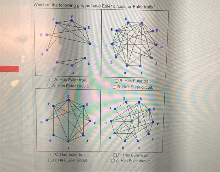 Solved Which of the following graphs have Euler circuits or | Chegg.com