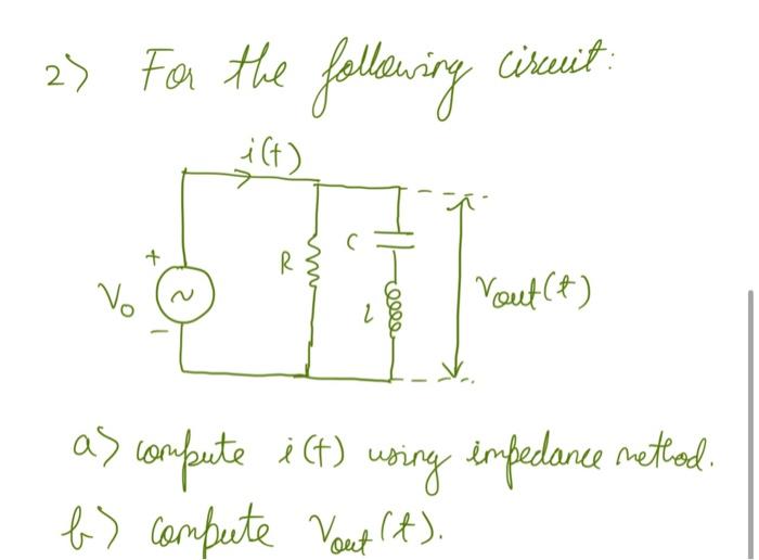 Solved Input voltage, Vin(t), for each circuit is Vin (t) = | Chegg.com