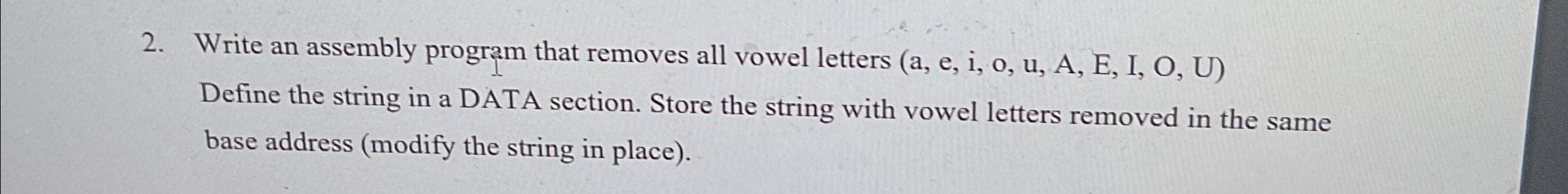 Solved Write an ARM assembly program that removes all vowel | Chegg.com