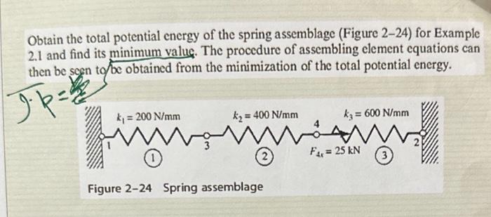 Solved Obtain the total potential energy of the spring | Chegg.com