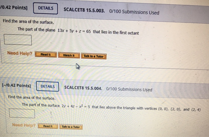 Solved 10.42 Points] DETAILS SCALCET8 15.5.003. 0/100 | Chegg.com