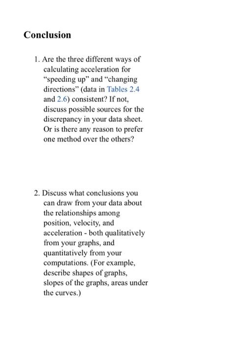 Data for Lab 2: Kinematics Relationships Name Date | Chegg.com