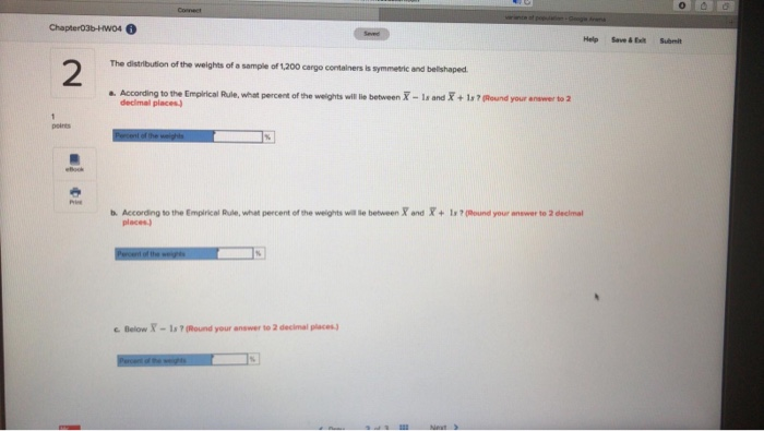 Solved 0 0 0 Chapter03b-HW04 The distribution of the weights | Chegg.com