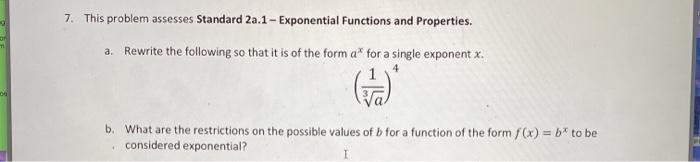 Solved 7. This problem assesses Standard 2a.1 - Exponential | Chegg.com