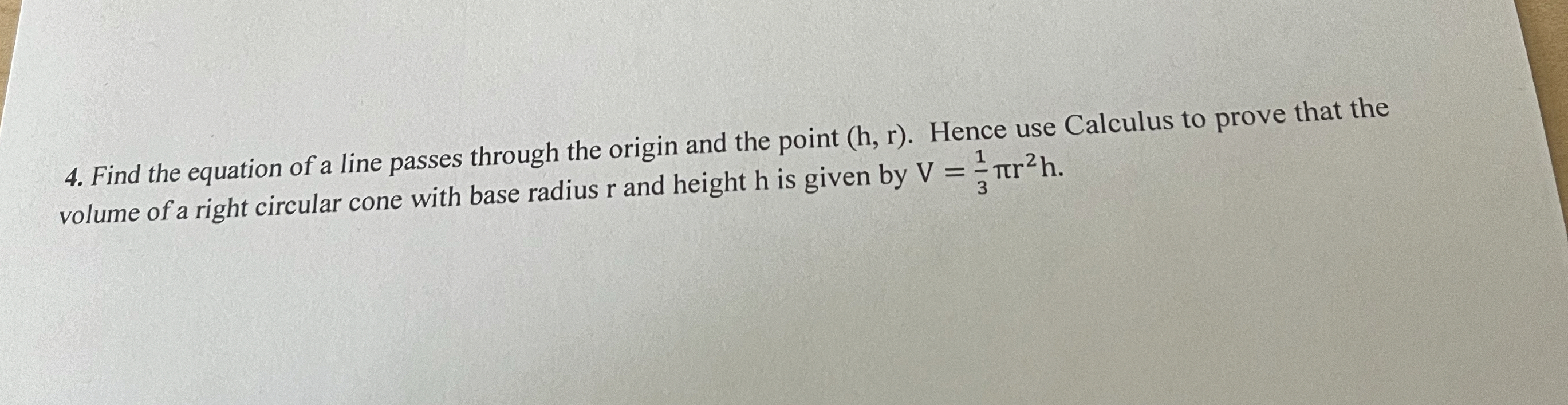 Solved Find the equation of a line passes through the origin | Chegg.com