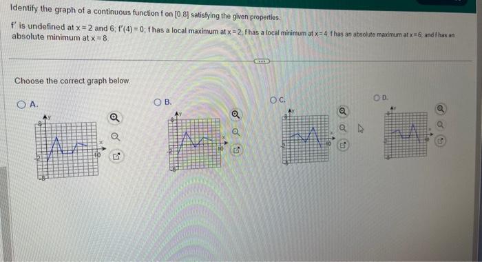 Solved Identify the graph of a continuous function fon [0,8] | Chegg.com