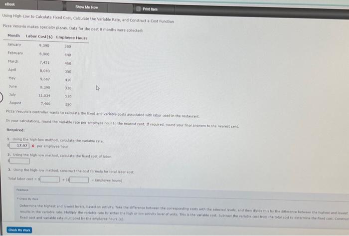 Solved Using High-tow to Calculate Floved Cost, Calculate | Chegg.com