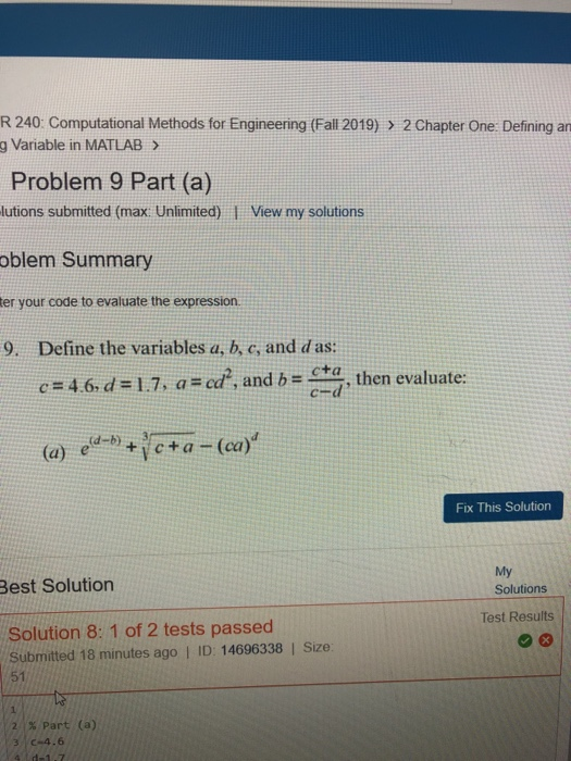 Solved R 240 Computational Methods For Engineering Fall 3085