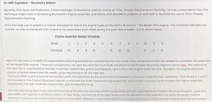 Solved An MRP Explosion - Brunswick Motors Recently, Phil | Chegg.com